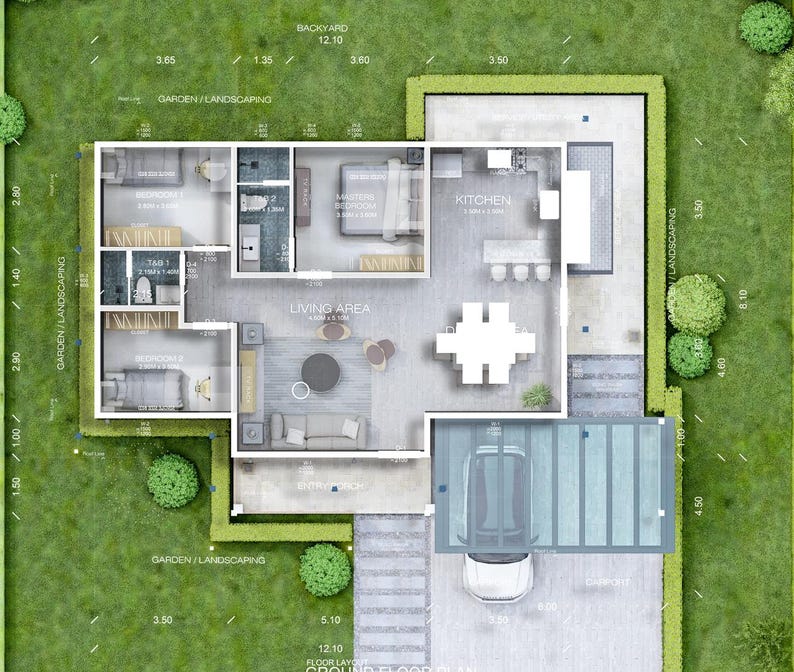 2d to 3d Floor Plan and Orthographic Perspective Rendered Perspective ...