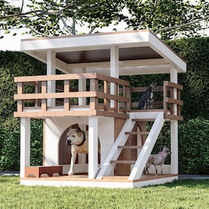 Diy Two-story Dog House Plan With Covered Deck (digital PDF Download ...