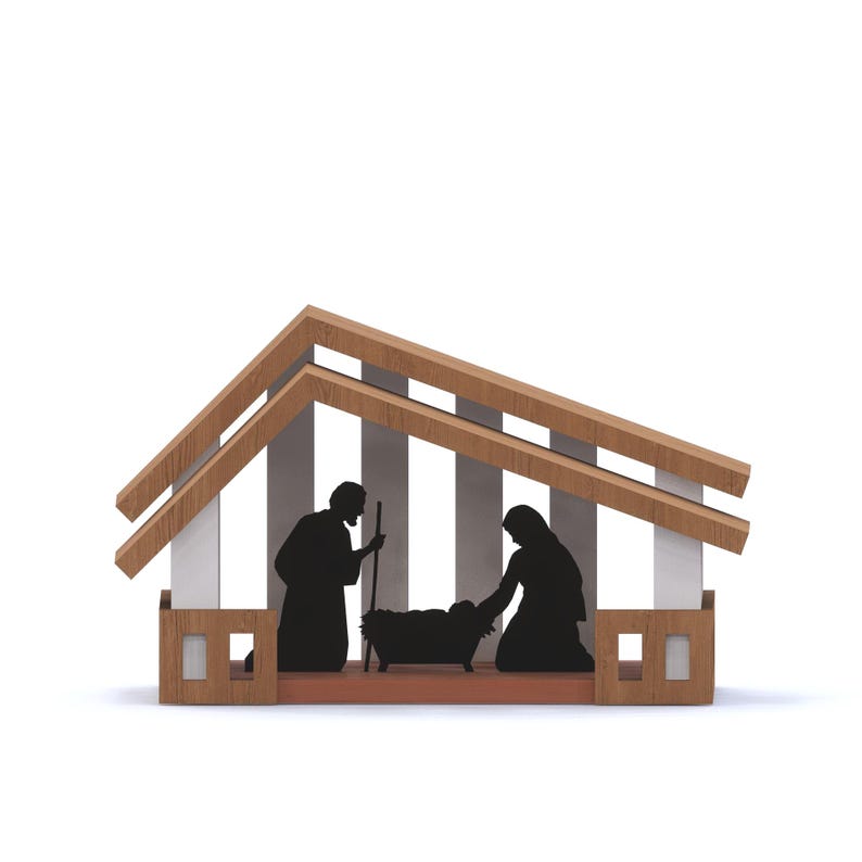 DIY Christmas Decor Nativity Manger Plan: Wooden Stable Building ...
