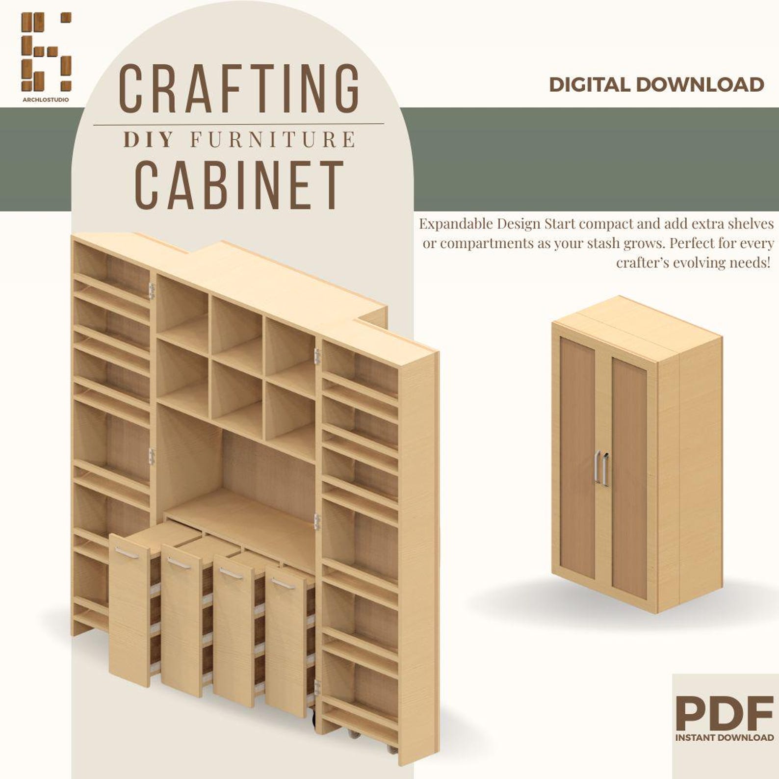 DIY Expandable Craft Cabinet: Mobile Workstation Storage (digital PDF ...