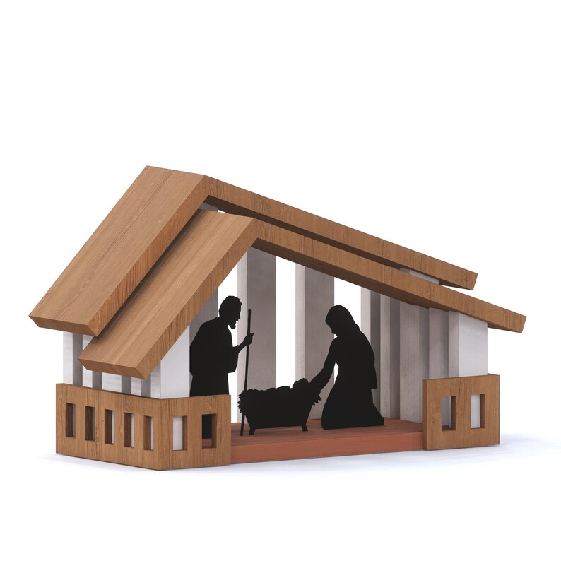 DIY Christmas Decor Nativity Manger Plan: Wooden Stable Building ...