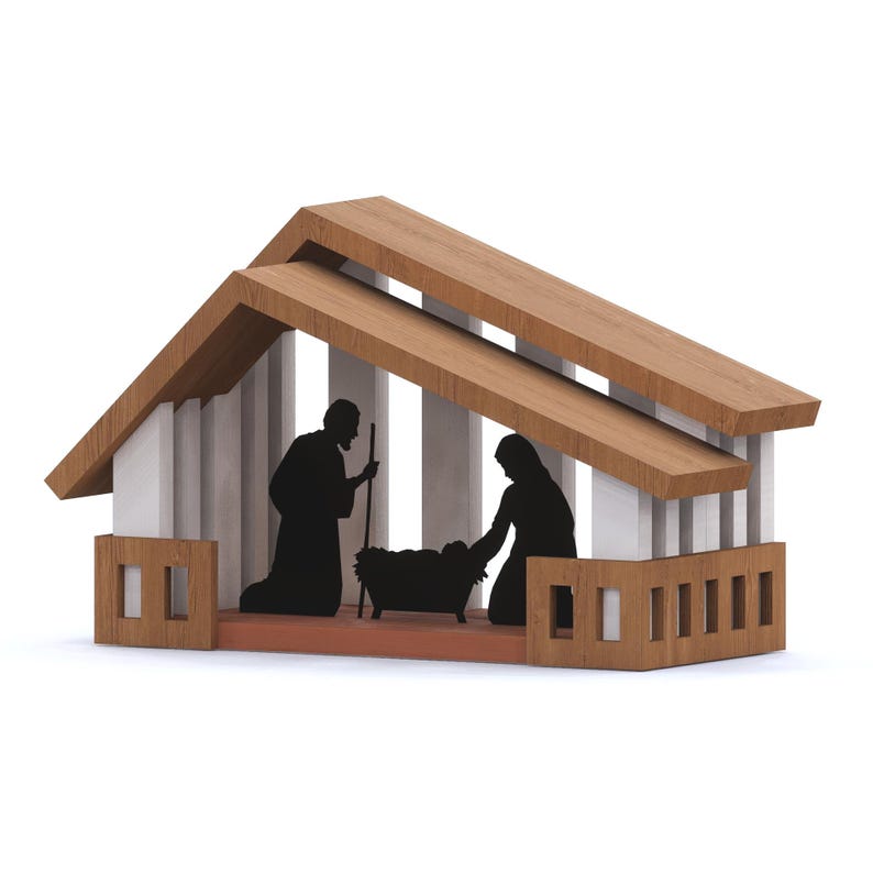 DIY Christmas Decor Nativity Manger Plan: Wooden Stable Building ...
