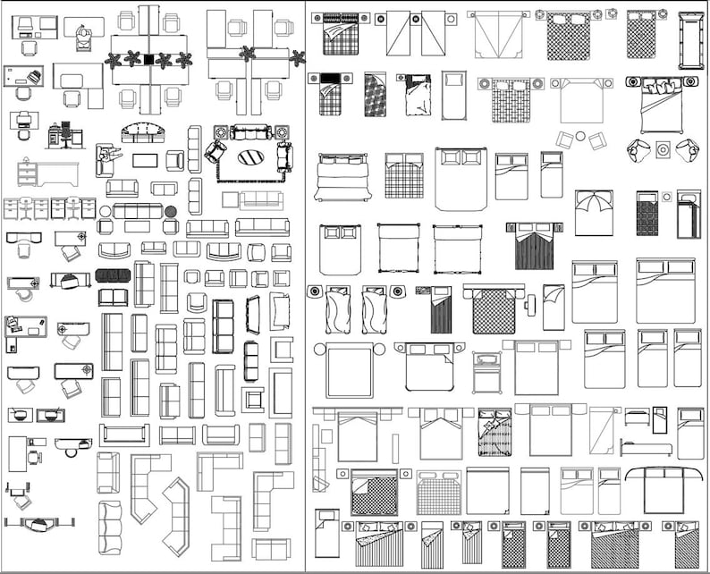 1000+ Autocad Furniture Blocks: Metric CAD Files (dynamic Blocks) - Etsy