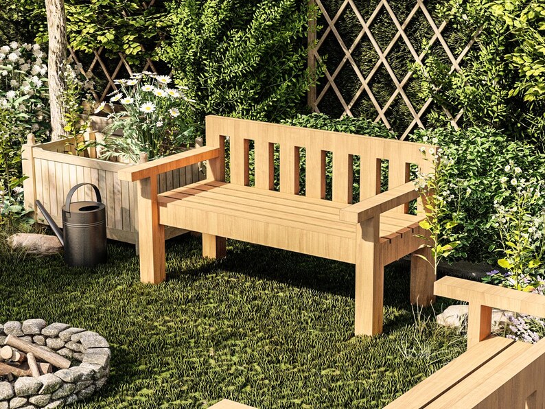DIY Outdoor Bench Plan: Garden Patio Furniture (digital PDF Download ...