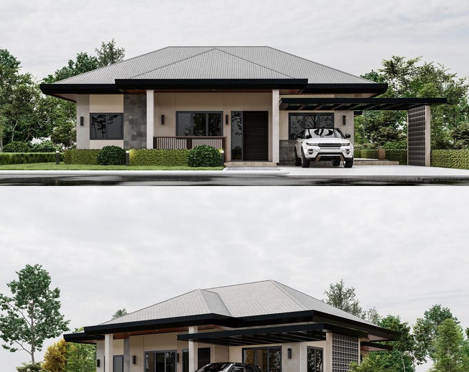 Modern Single Story House Plan: 3 Bedroom, 2 Bath (CAD & PDF) - Etsy Canada