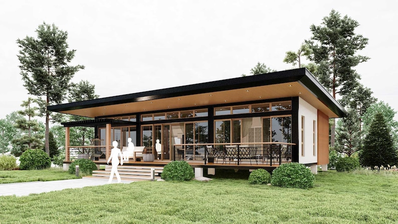 Modern 1 Bedroom House Plan (9m X 14m) - Architectural Blueprints ...