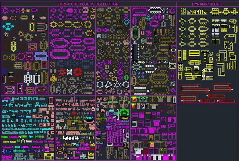 1000+ Autocad Furniture Blocks: Metric CAD Files (dynamic Blocks) - Etsy