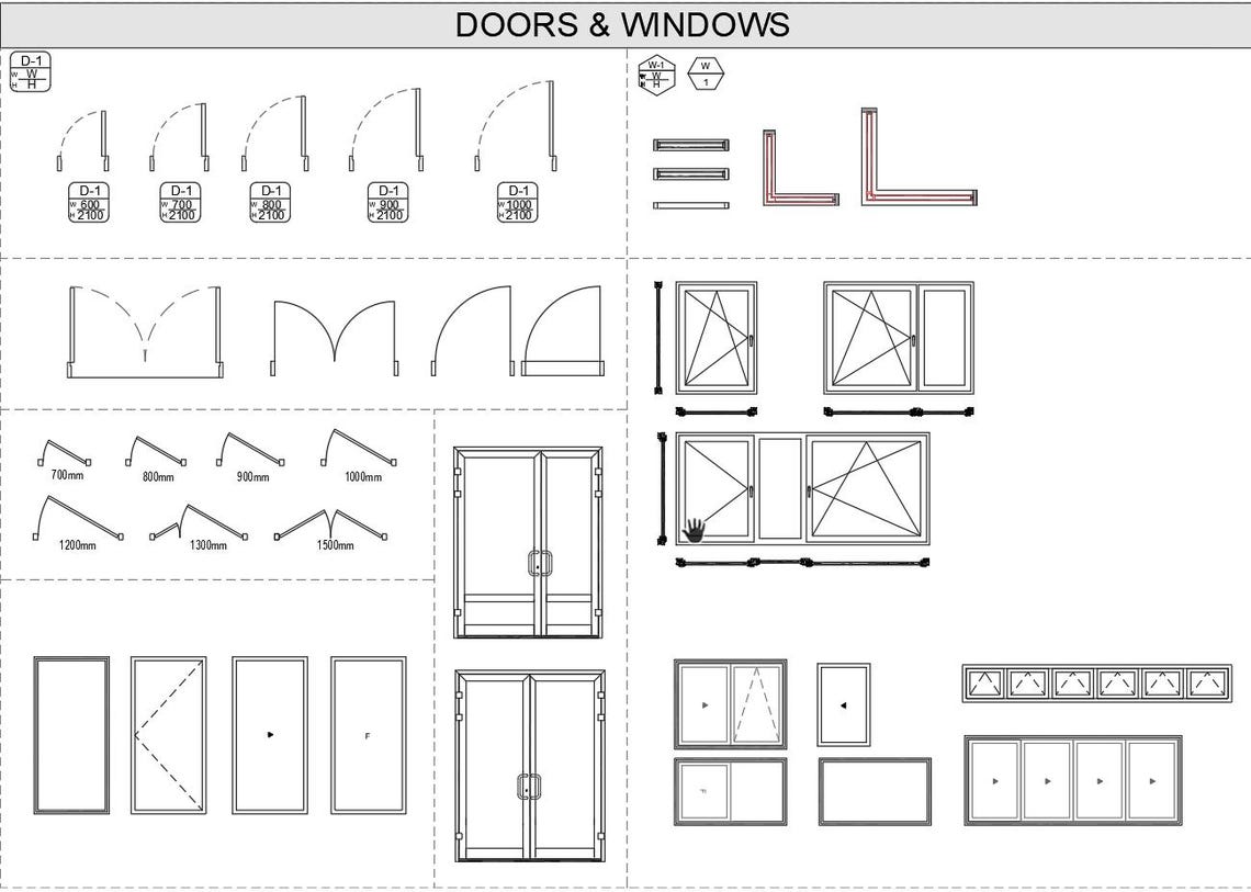 Autocad Dynamic Blocks Collection: Doors, Windows, Plumbing (metric) - Etsy