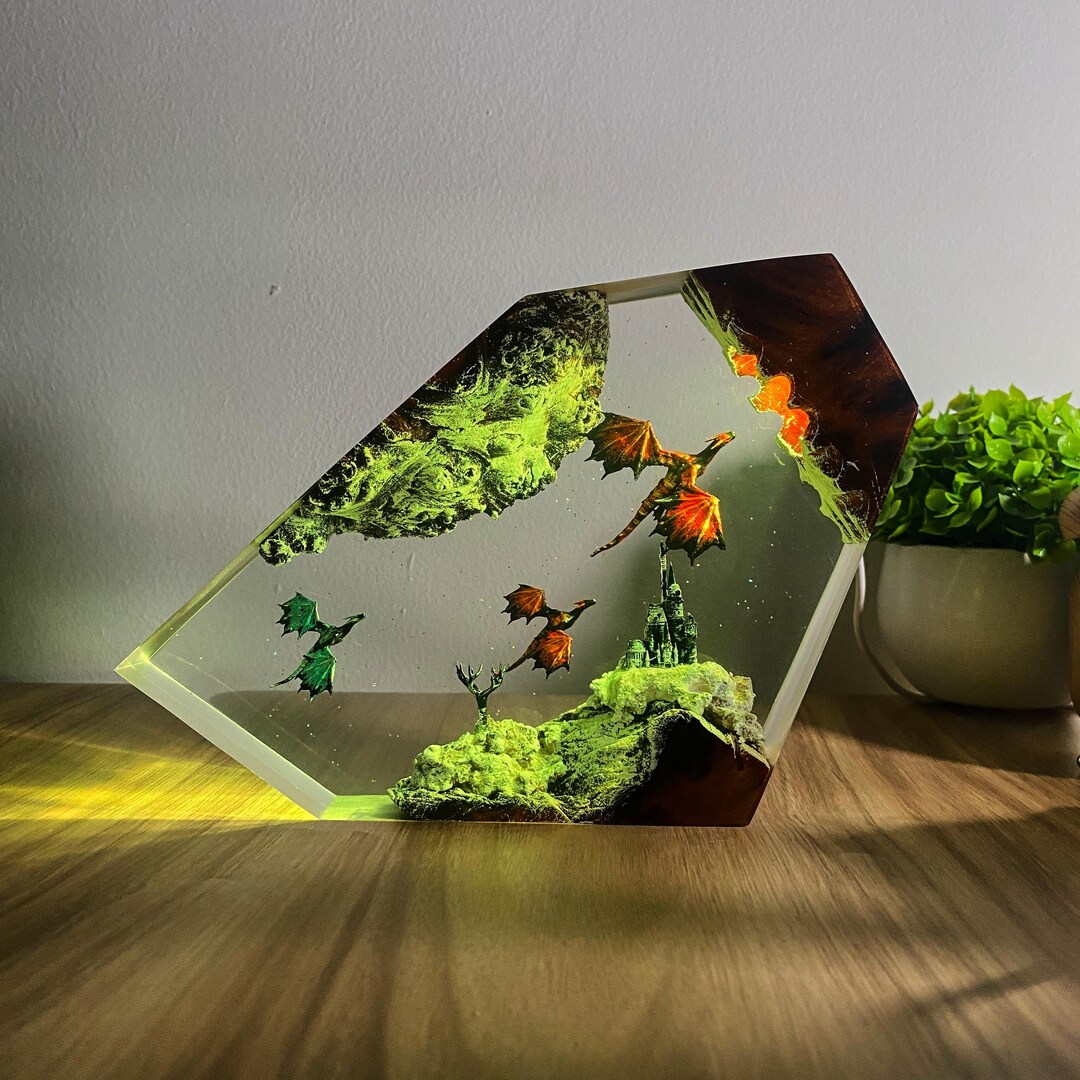 Too.thless Drag.on Resin Lamp, HTTYD Night Light, Fire & Ice Dragon ...