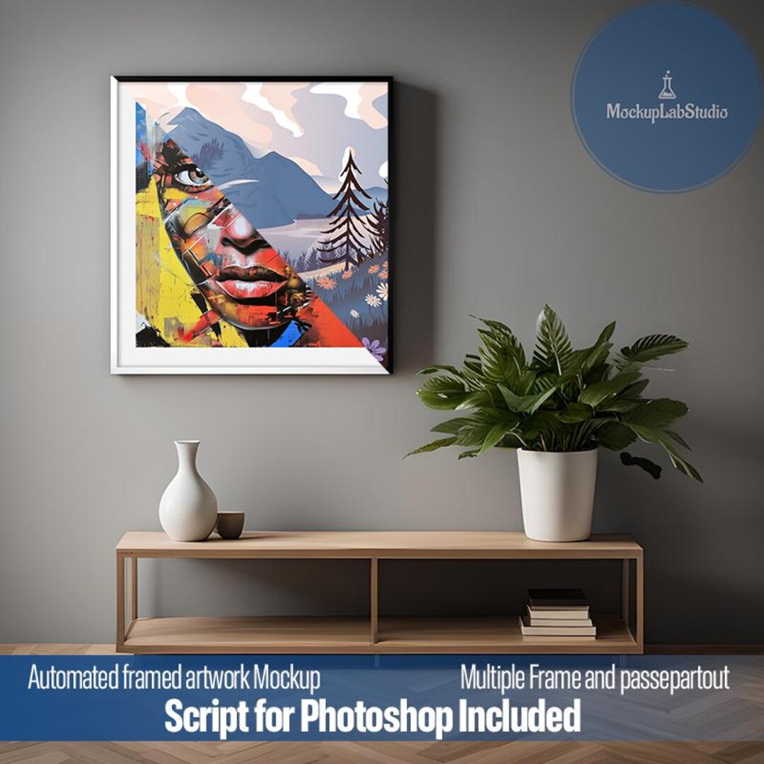 Automated Framed Artwork Mockup, Mockup With Automation, Wall Art Mockup Adobe Photoshop Script ...