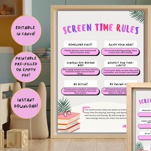 Screen Time Rules Editable Online Safety Rules Cyber Safety House Rules ...