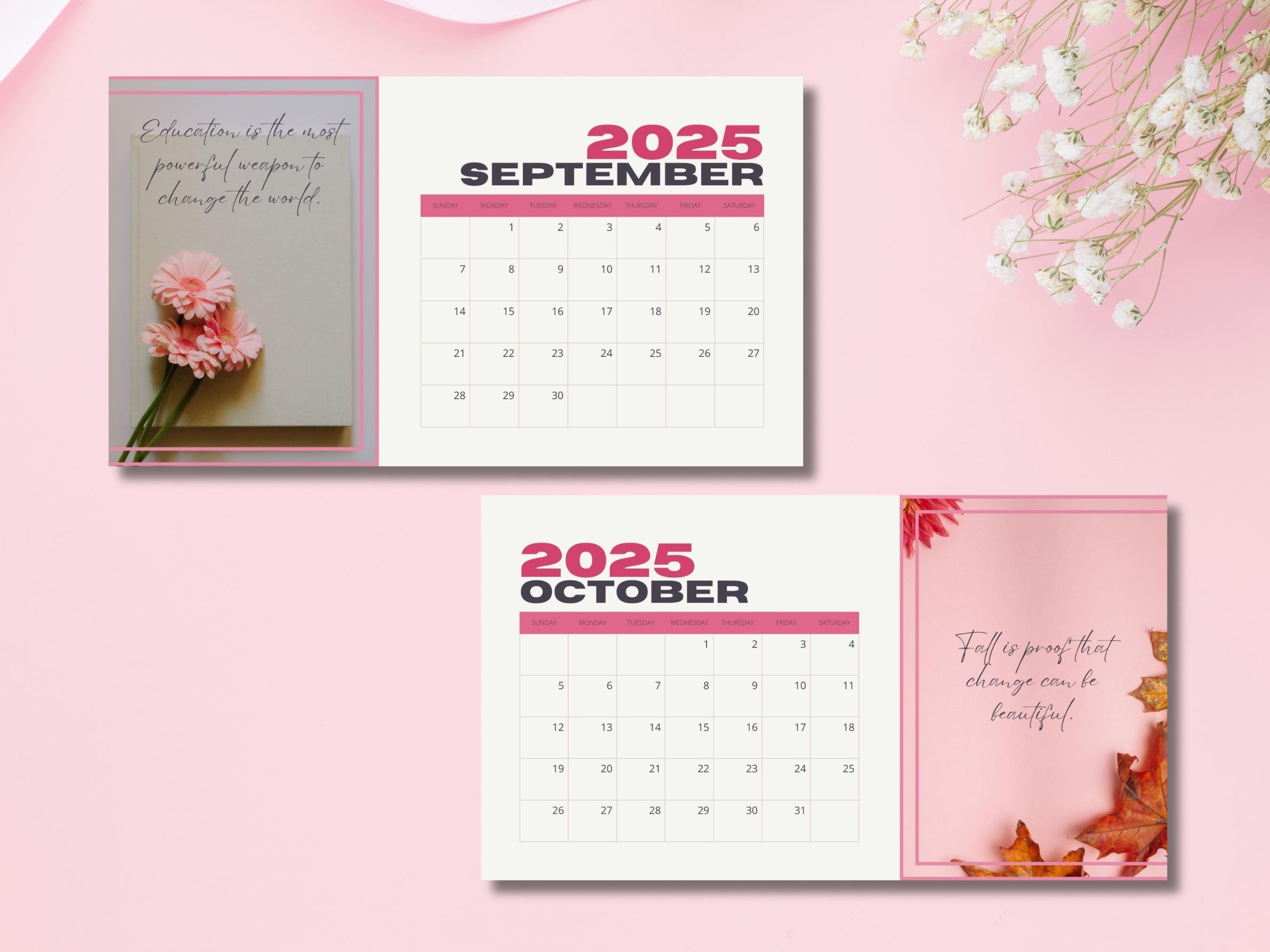 2025 Calendar Printable for Teachers Wall Calendar Motivational 2025 ...