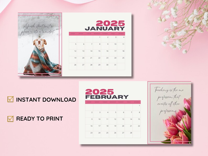2025 Calendar Printable for Teachers Wall Calendar Motivational 2025 ...