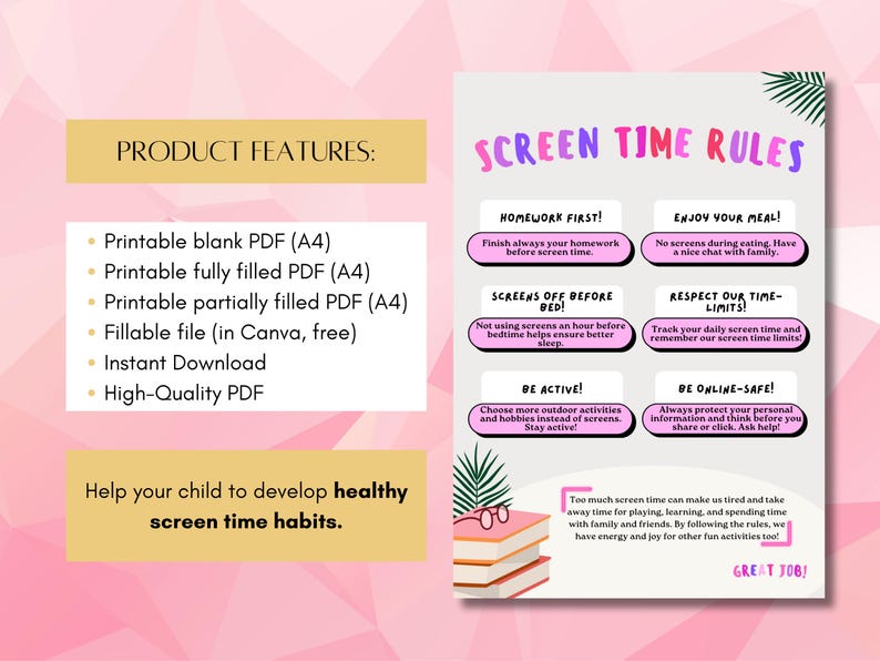 Screen Time Rules Editable Online Safety Rules Cyber Safety House Rules ...