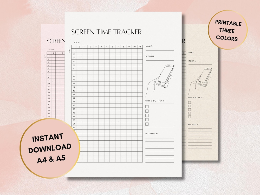 Screen Time Tracker Monthly | Screen Time Log | Planner Page | Screen ...