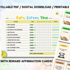 Screen Time Chart | Earn Screen Time | Screen Time Checklist | Kids ...