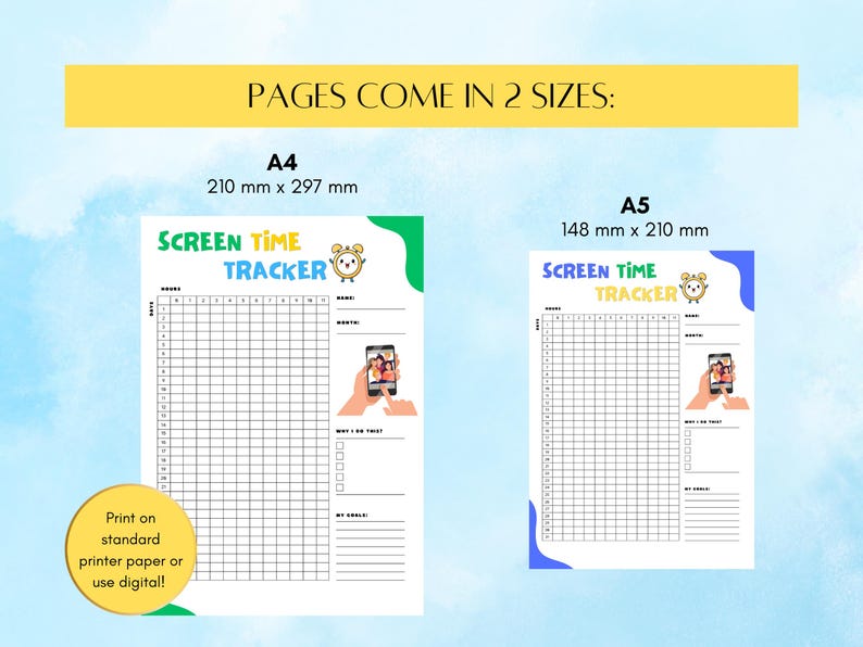 Screen Time Tracker Kids Phone Tracker Screen Time Log Printable Screen ...