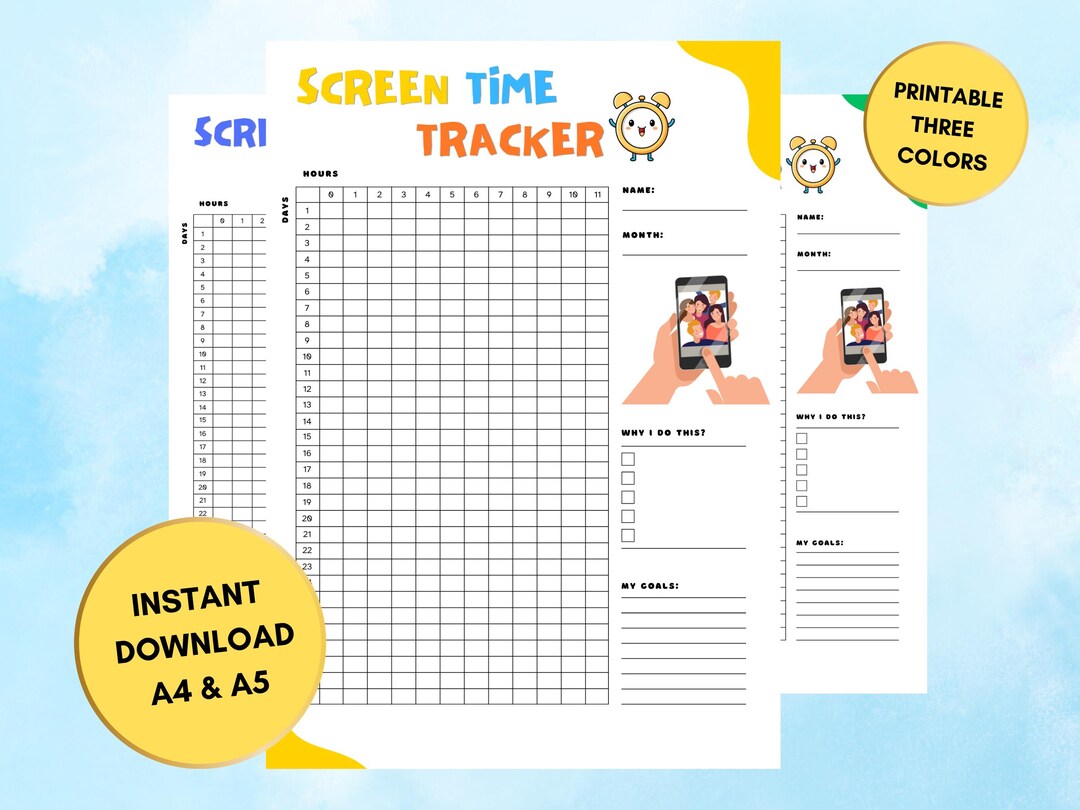 Screen Time Tracker Kids Phone Tracker Screen Time Log Printable Screen ...