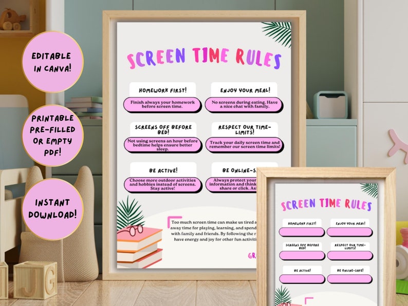 Screen Time Rules Editable Online Safety Rules Cyber Safety House Rules ...