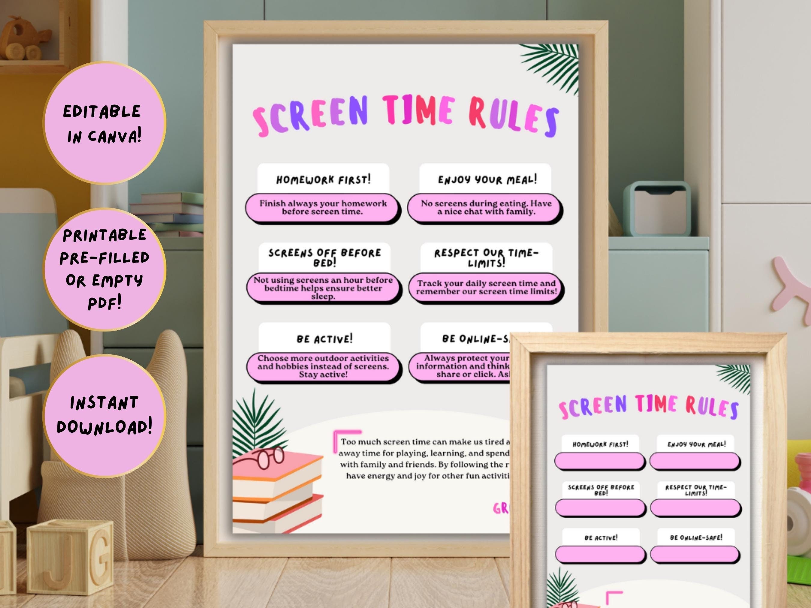 Screen Time Rules Editable Online Safety Rules Cyber Safety House Rules ...