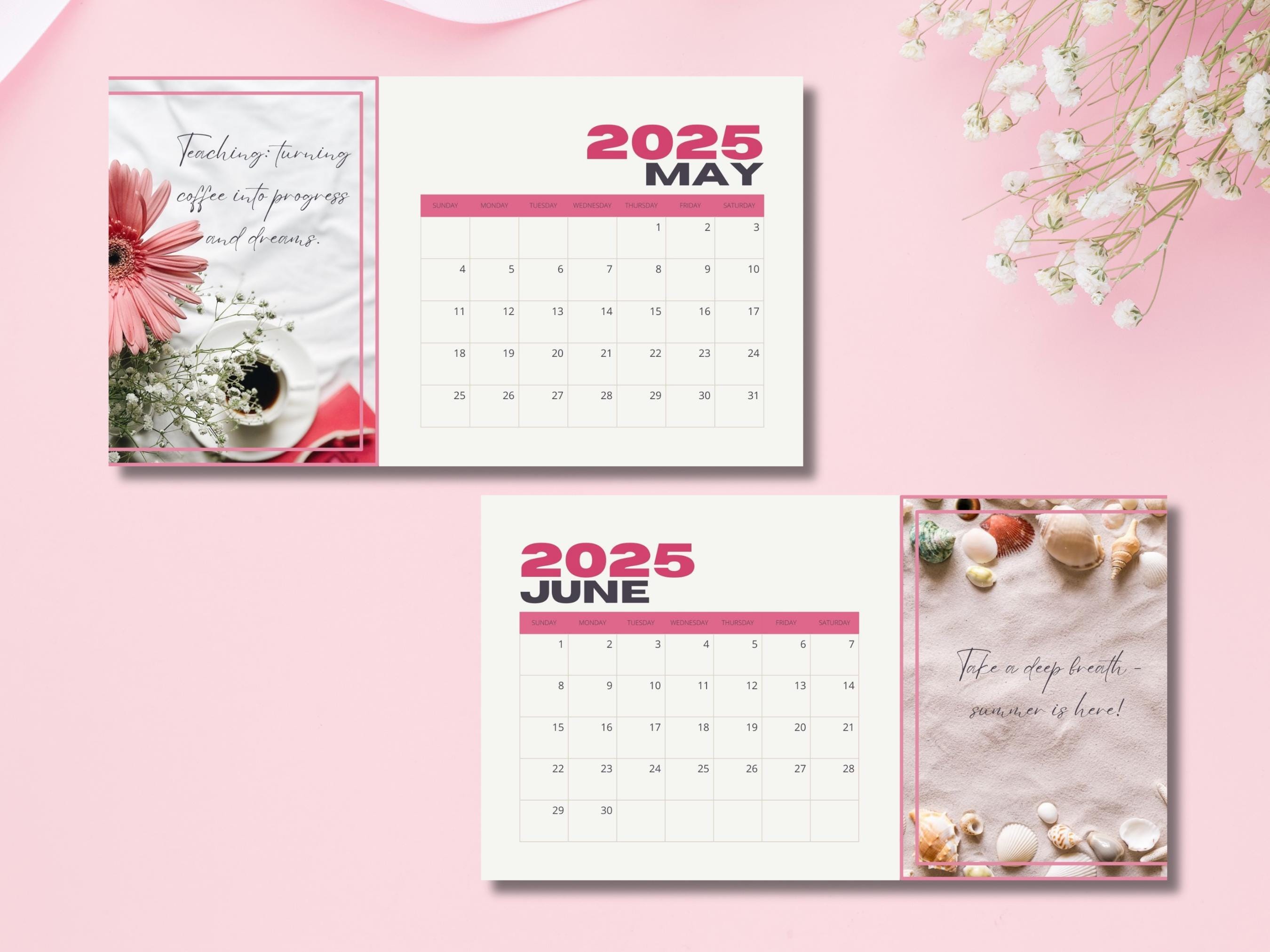 2025 Calendar Printable for Teachers Wall Calendar Motivational 2025 ...