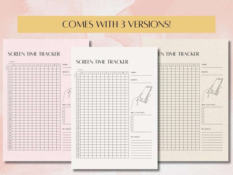 Screen Time Tracker Monthly | Screen Time Log | Planner Page | Screen Time Chart | Habit Tracker ...