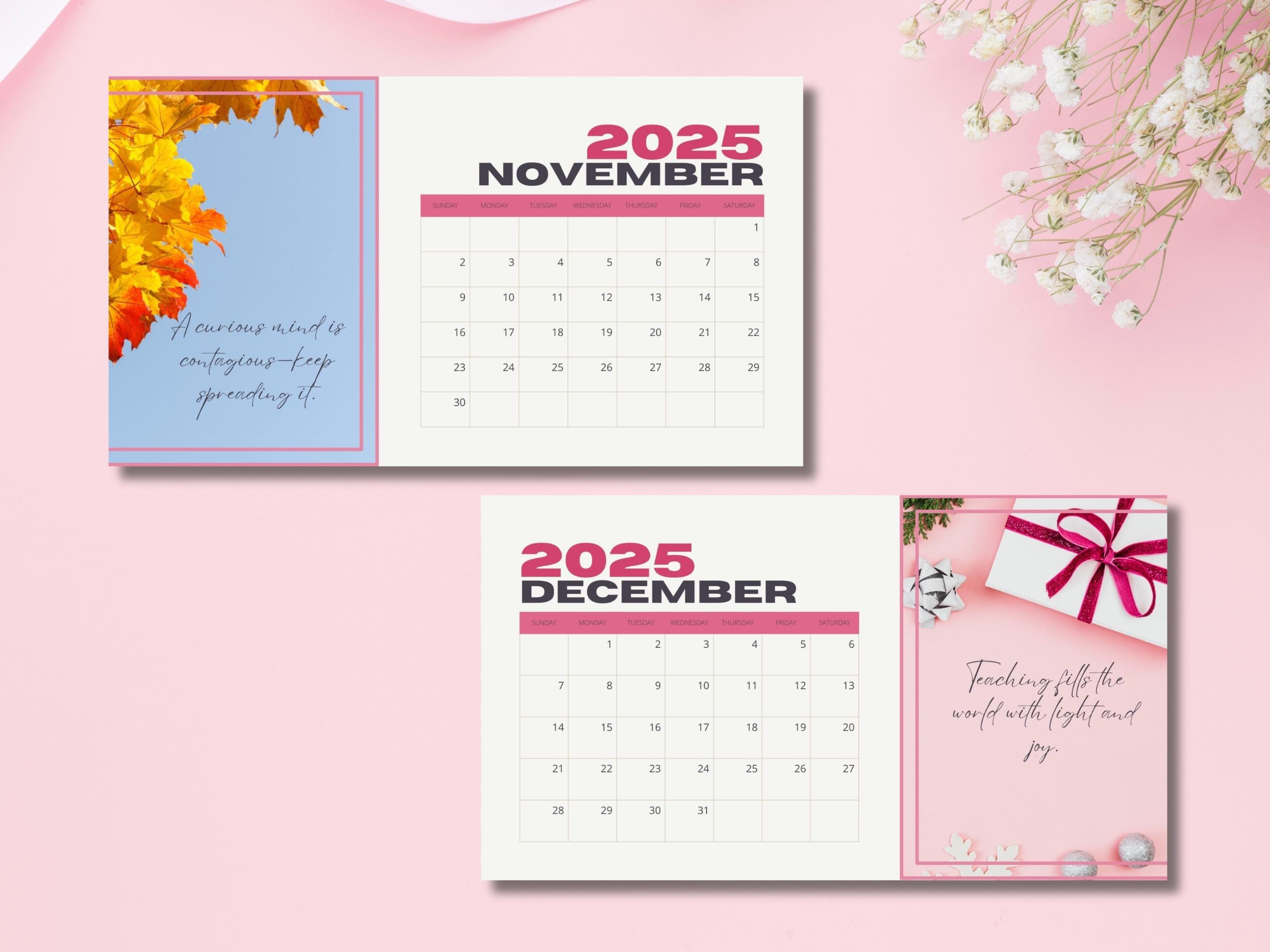 2025 Calendar Printable for Teachers Wall Calendar Motivational 2025 ...