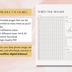 Screen Time Tracker Monthly | Screen Time Log | Planner Page | Screen ...
