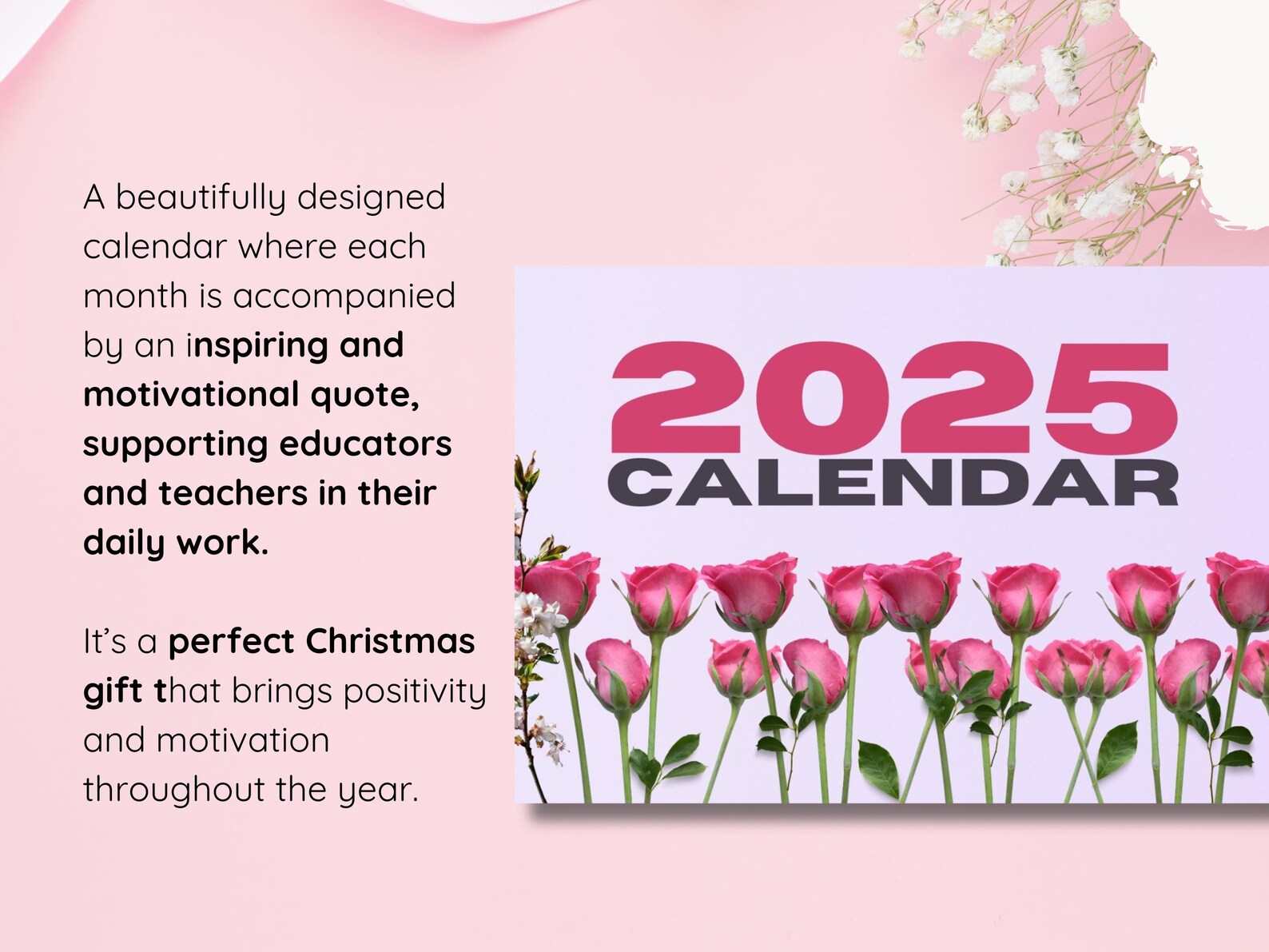 2025 Calendar Printable for Teachers Wall Calendar Motivational 2025 Calendar for Educators Gift ...