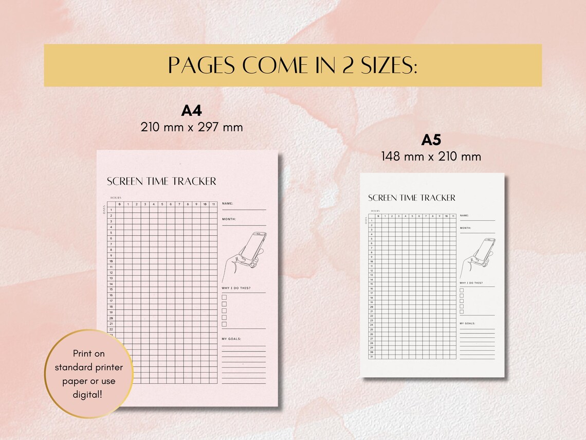 Screen Time Tracker Monthly | Screen Time Log | Planner Page | Screen ...