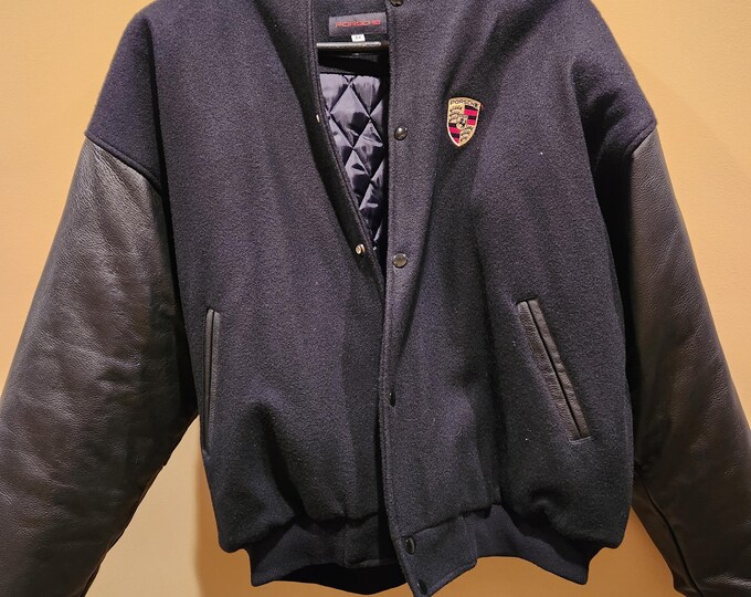 Porsche Bomber Jacket Coat. Heavy and Well Insulated. Wool and Leather ...
