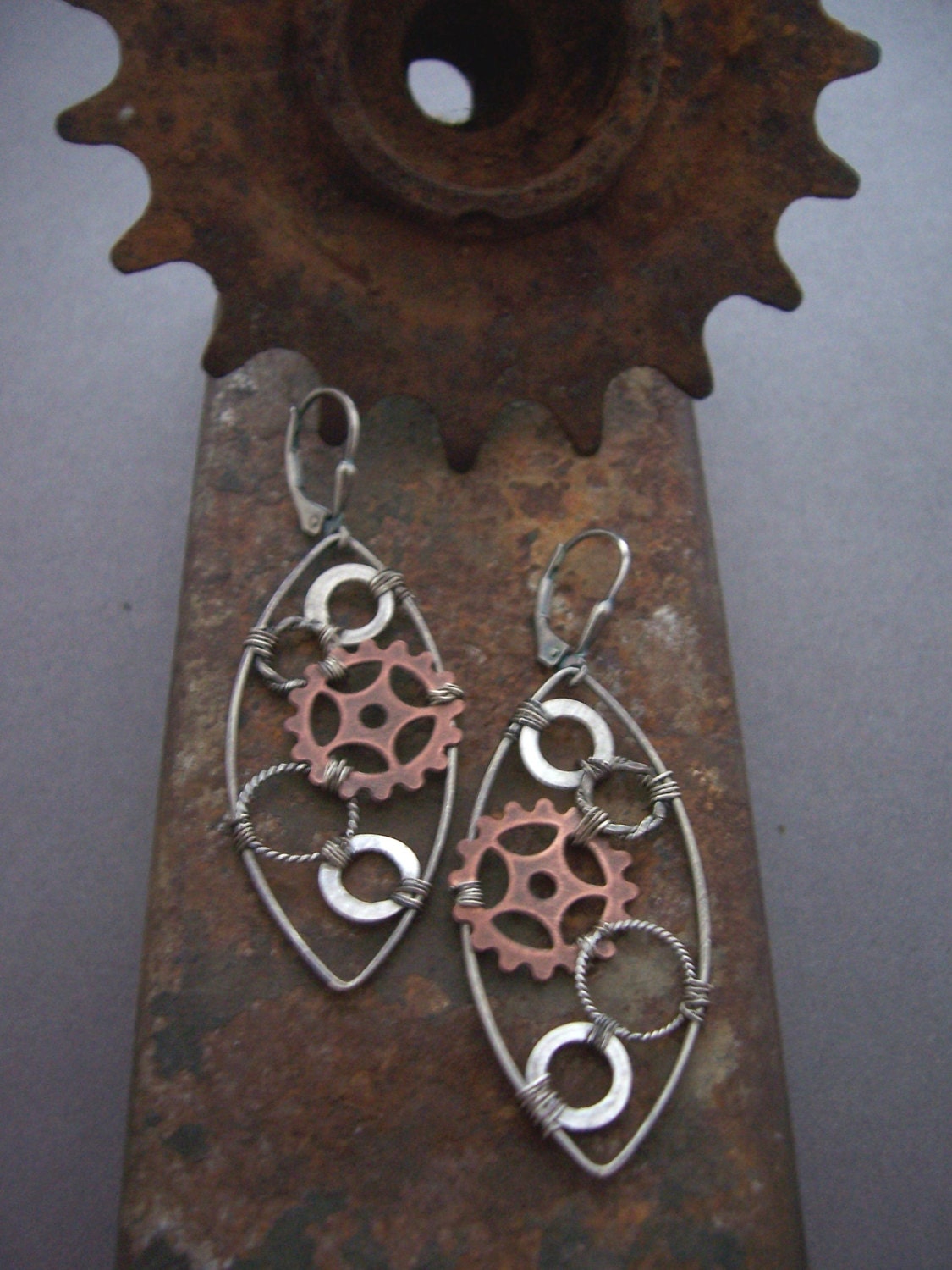 Steampunk Earrings Gear Earrings Industrial Jewelry Mixed | Etsy