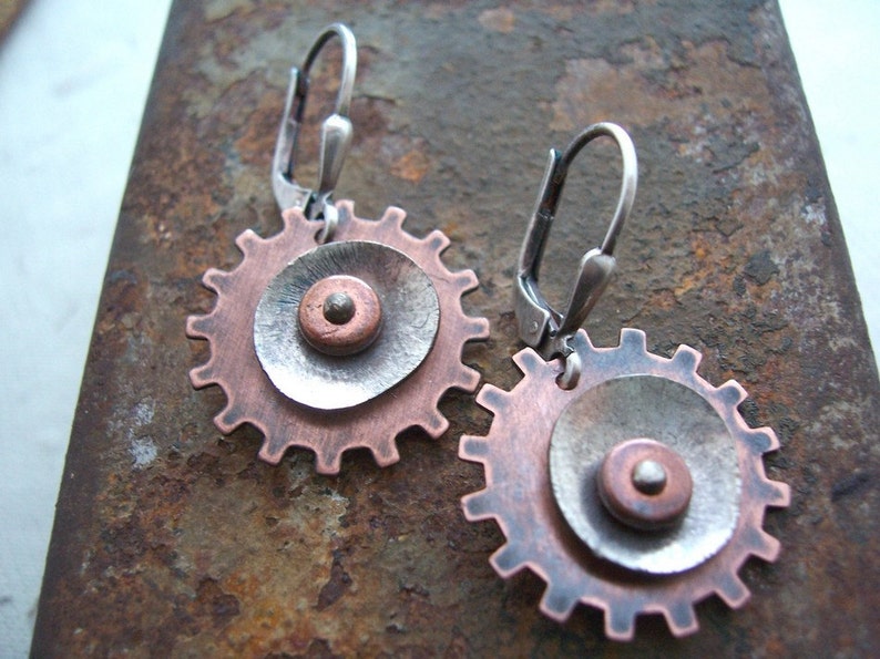Gear Earrings Steampunk Earrings Industrial Jewelry - Etsy
