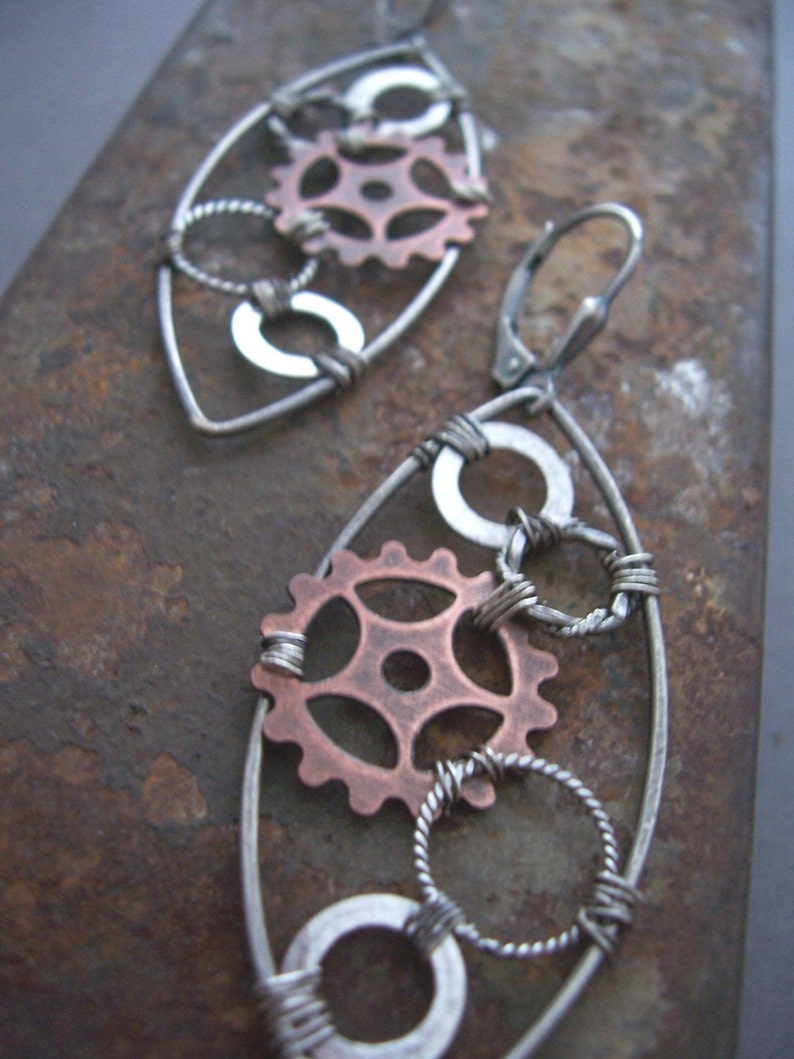 Steampunk Earrings Gear Earrings Industrial Jewelry Mixed | Etsy
