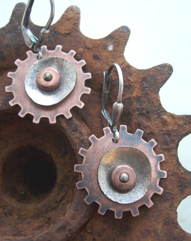 Gear Earrings Steampunk Earrings Industrial Jewelry - Etsy