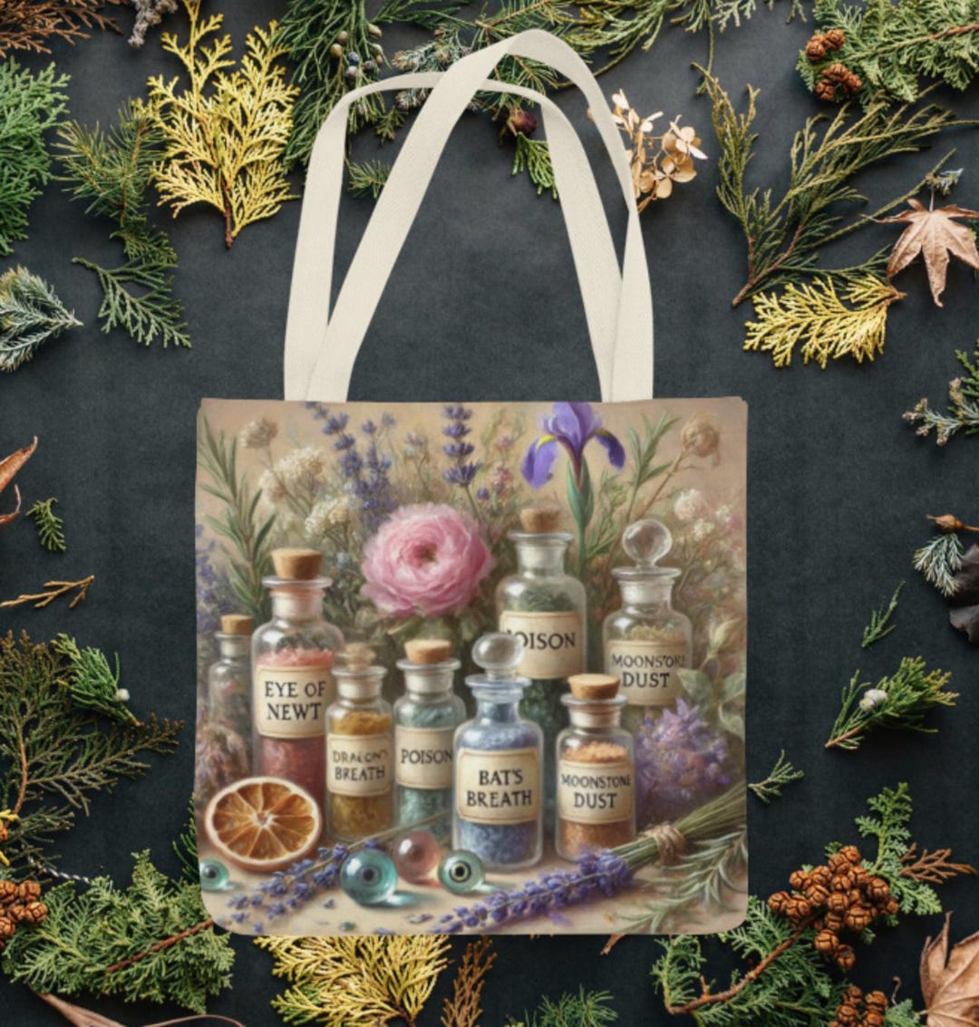 Pastel Apothecary Tote Bag: Summer Witch Potion Bottles Design - Etsy