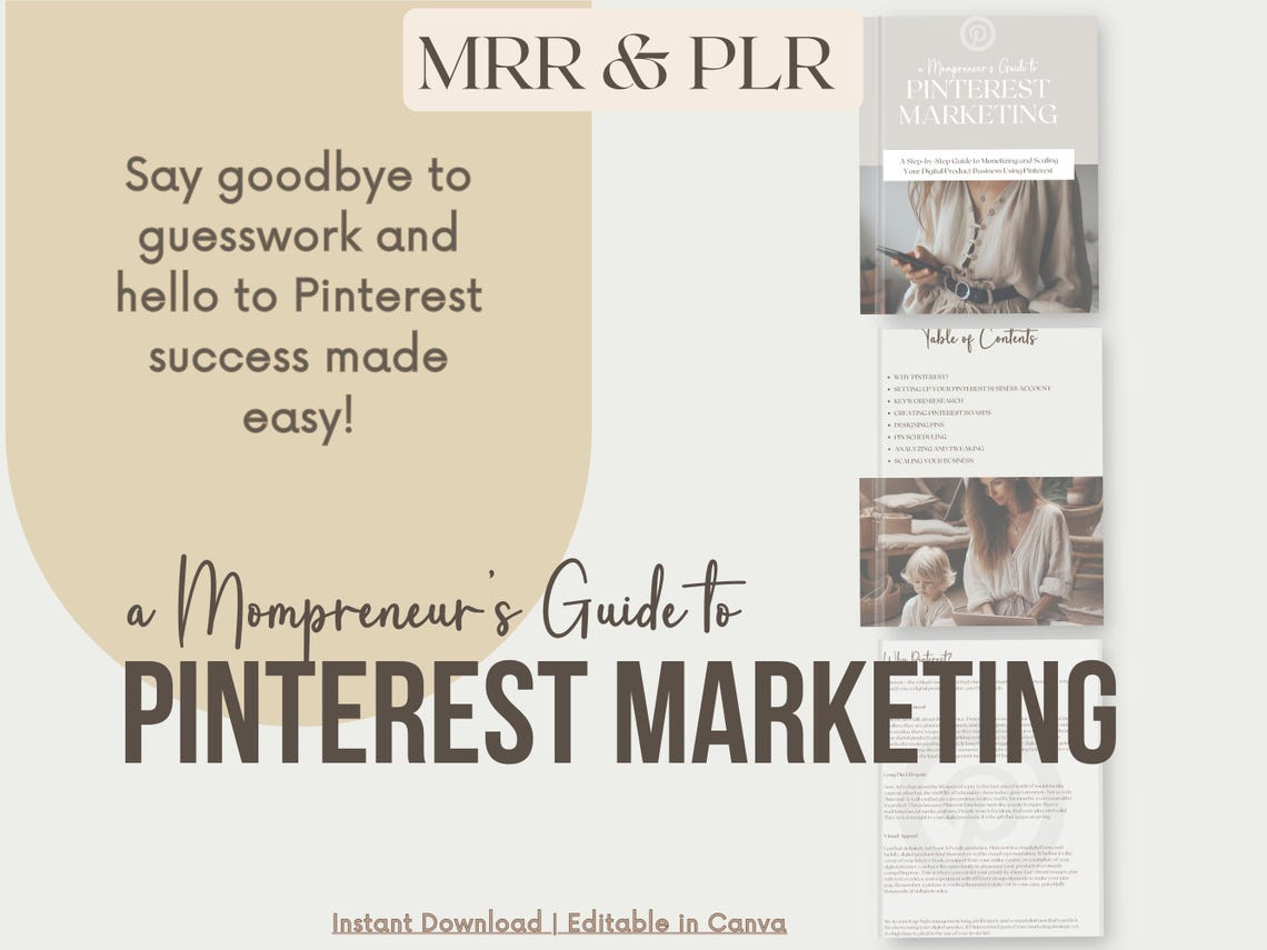 Pinterest Marketing Guide: Mompreneur Ebook With MRR & PLR (editable ...