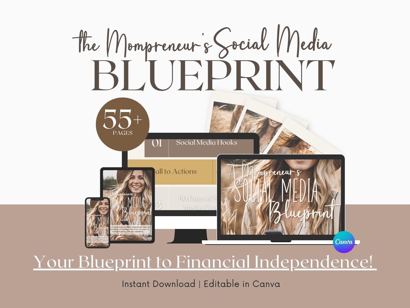 The Mompreneurs Social Media Blueprint | 100 Hooks | MRR & PLR Template ...