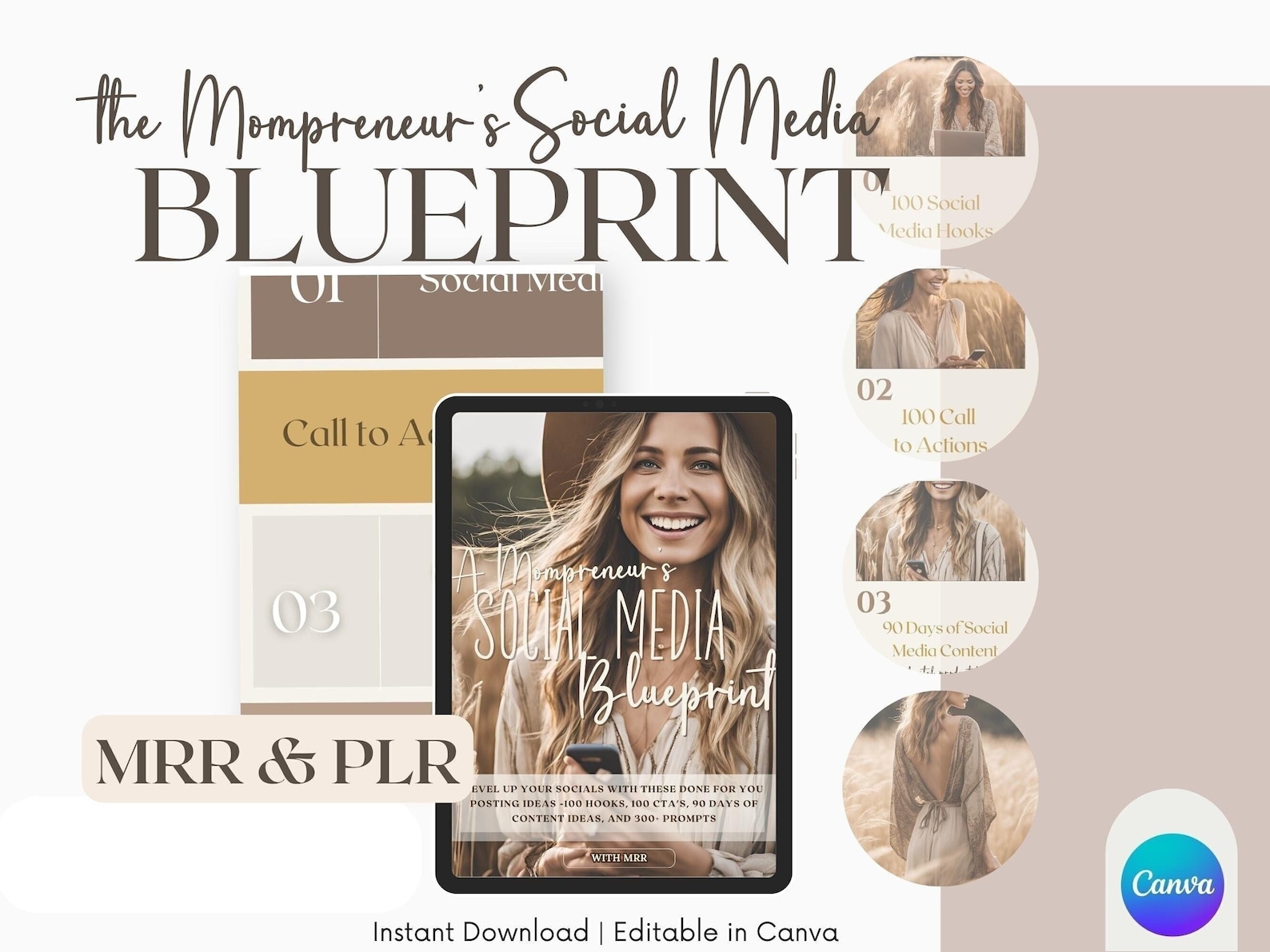 The Mompreneurs Social Media Blueprint | 100 Hooks | MRR & PLR Template ...