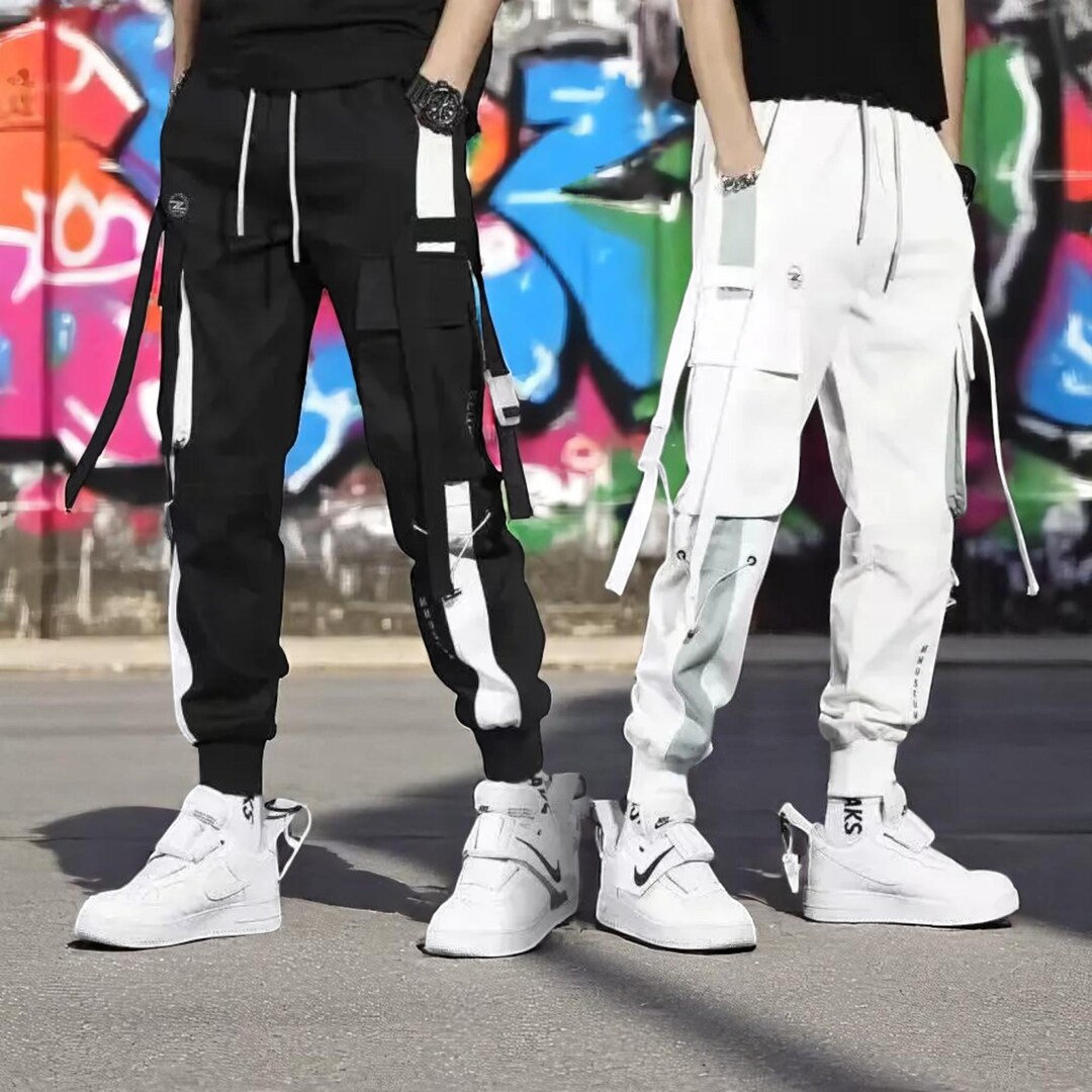 Men’s Techwear Cargo Pants – Multi-pocket Streetwear Joggers, Relaxed ...