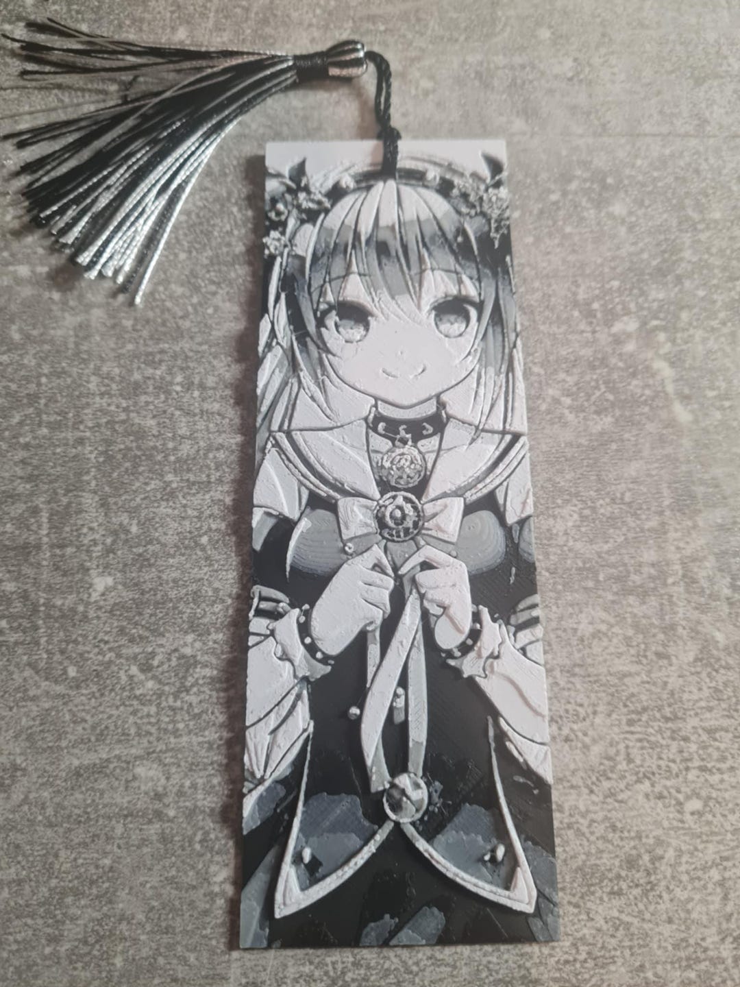 Anime Girl 3D Printed Bookmark Black and White Manga-inspired Book ...