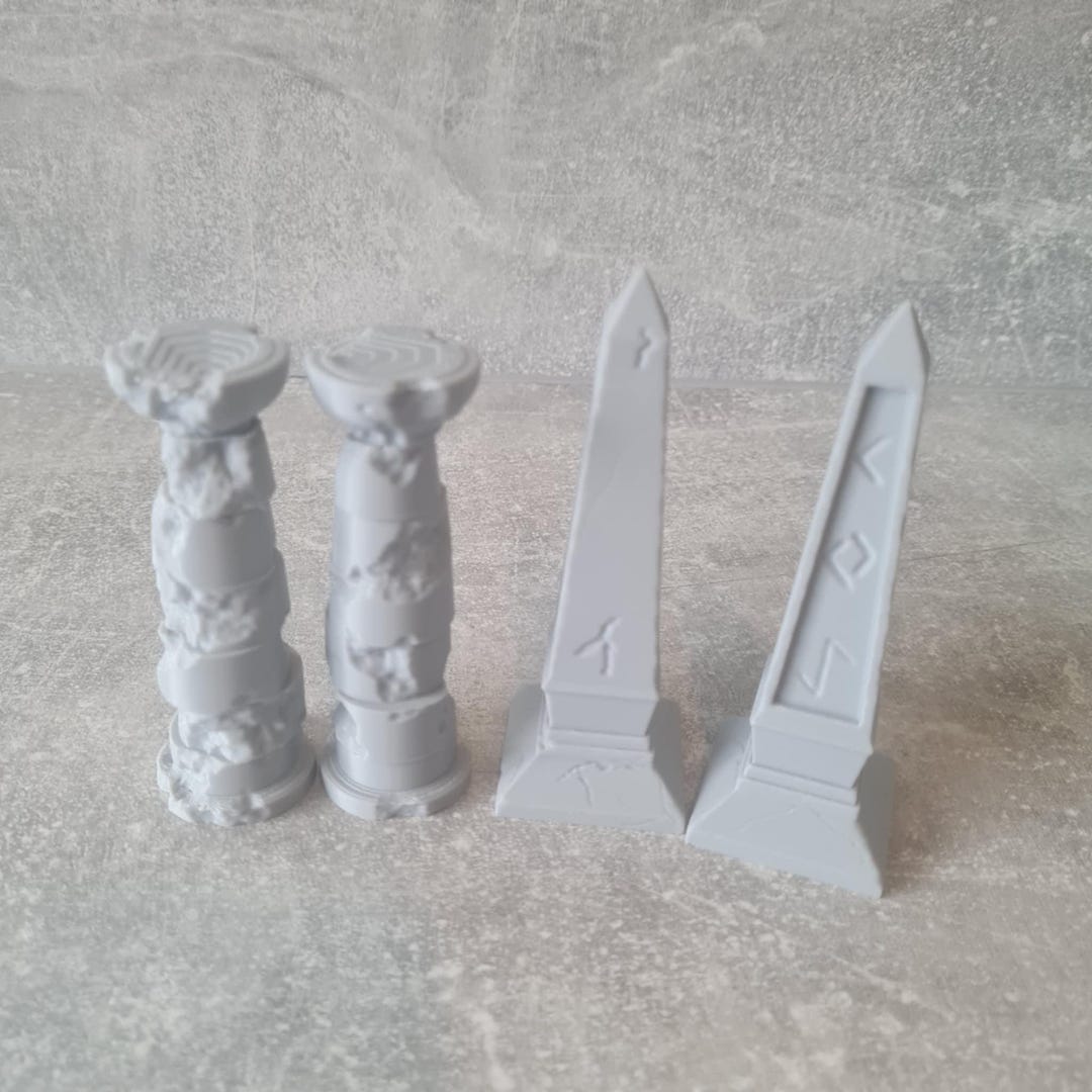 Fantasy Obelisk & Pillar Terrain Set 3D Printed Miniature Scenery for ...