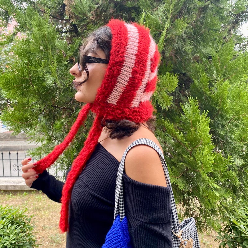 Wool Striped Bonnet - Etsy