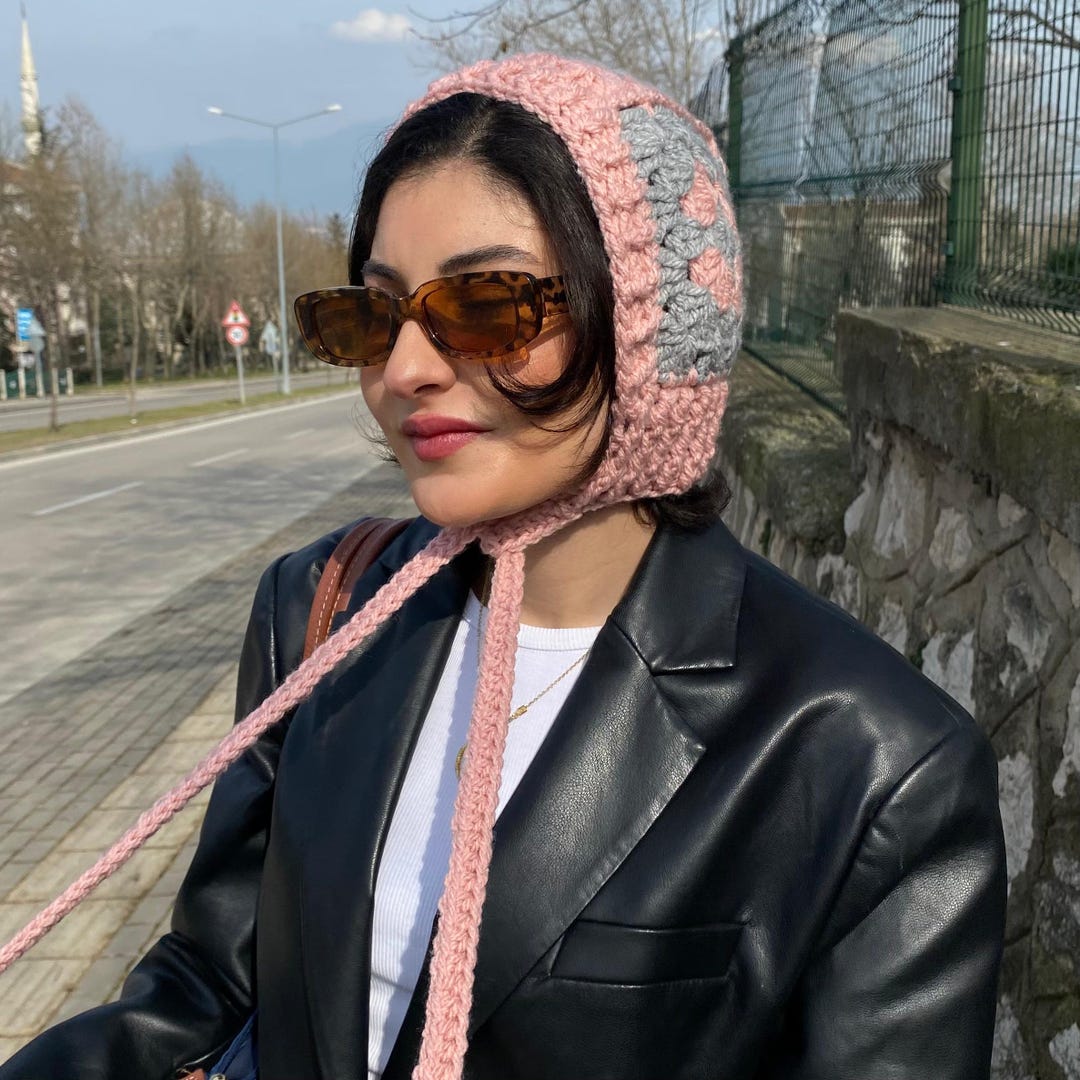 Granny Crochet Bonnet, 8 Different Colors Bonnet, Granny Square Bonnet ...