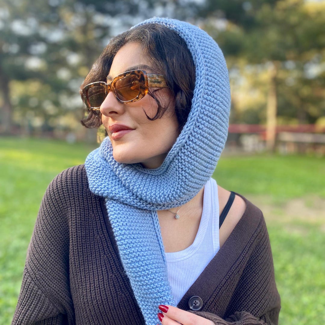 Handmade Wool Blend Knitted Hooded Scarf: Boho Cottagecore Wrap - Etsy