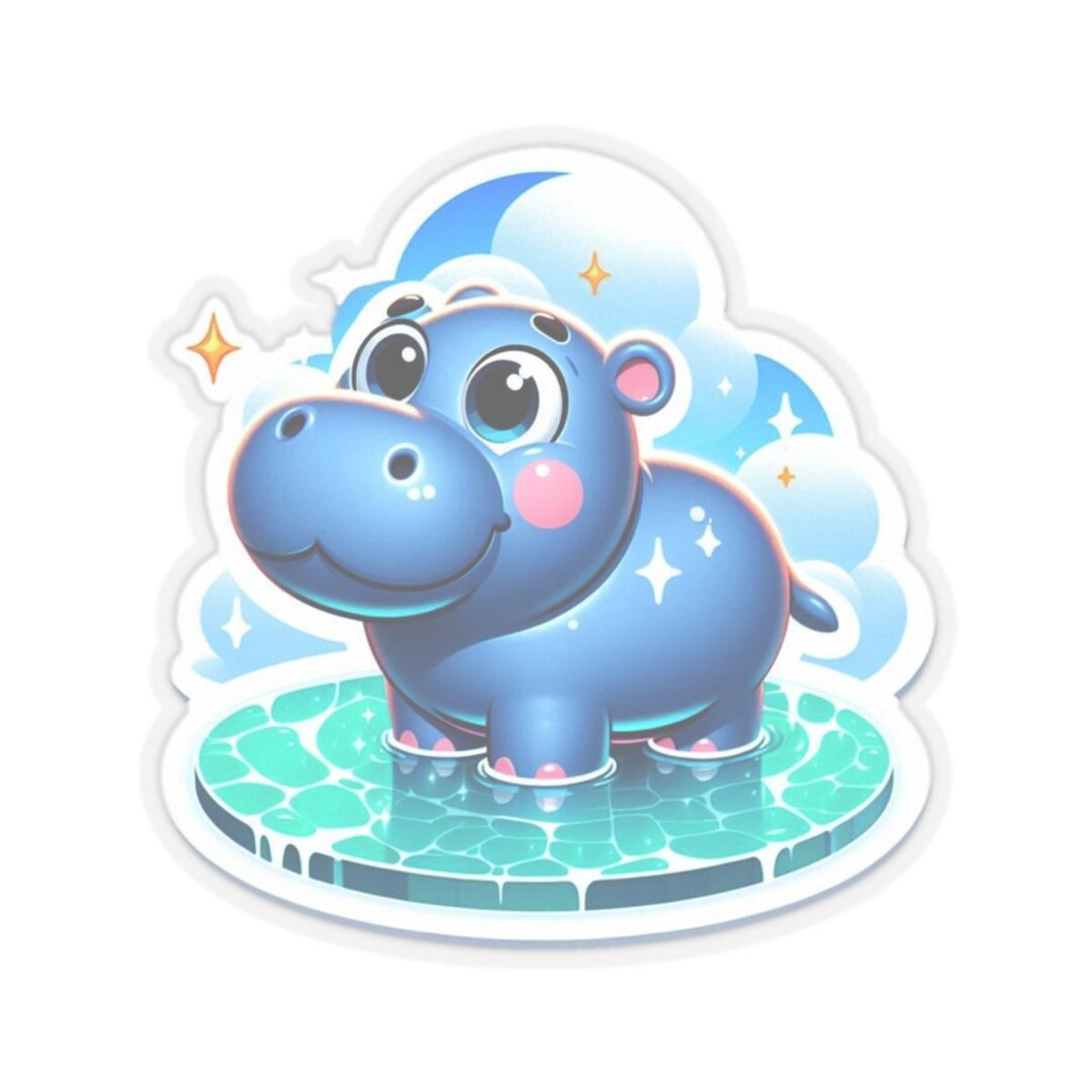 Adorable Hippo Kiss-cut Stickers, Cute Decor for Laptops, Kids' Rooms ...