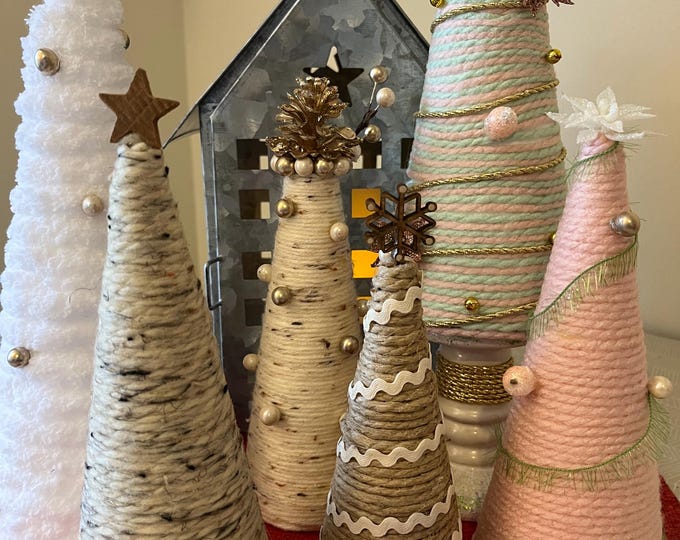 Holiday Yarn Wrapped Trees - Etsy