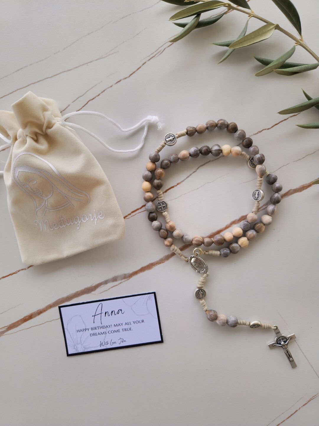 Handmade Job's Tears Rosary: Medjugorje Catholic Prayer Beads - Etsy