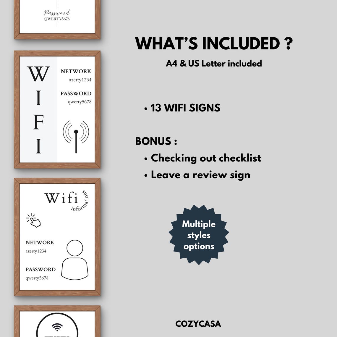 Airbnb Wifi Sign Template VRBO Signage Sign for City Rental Home Leave ...