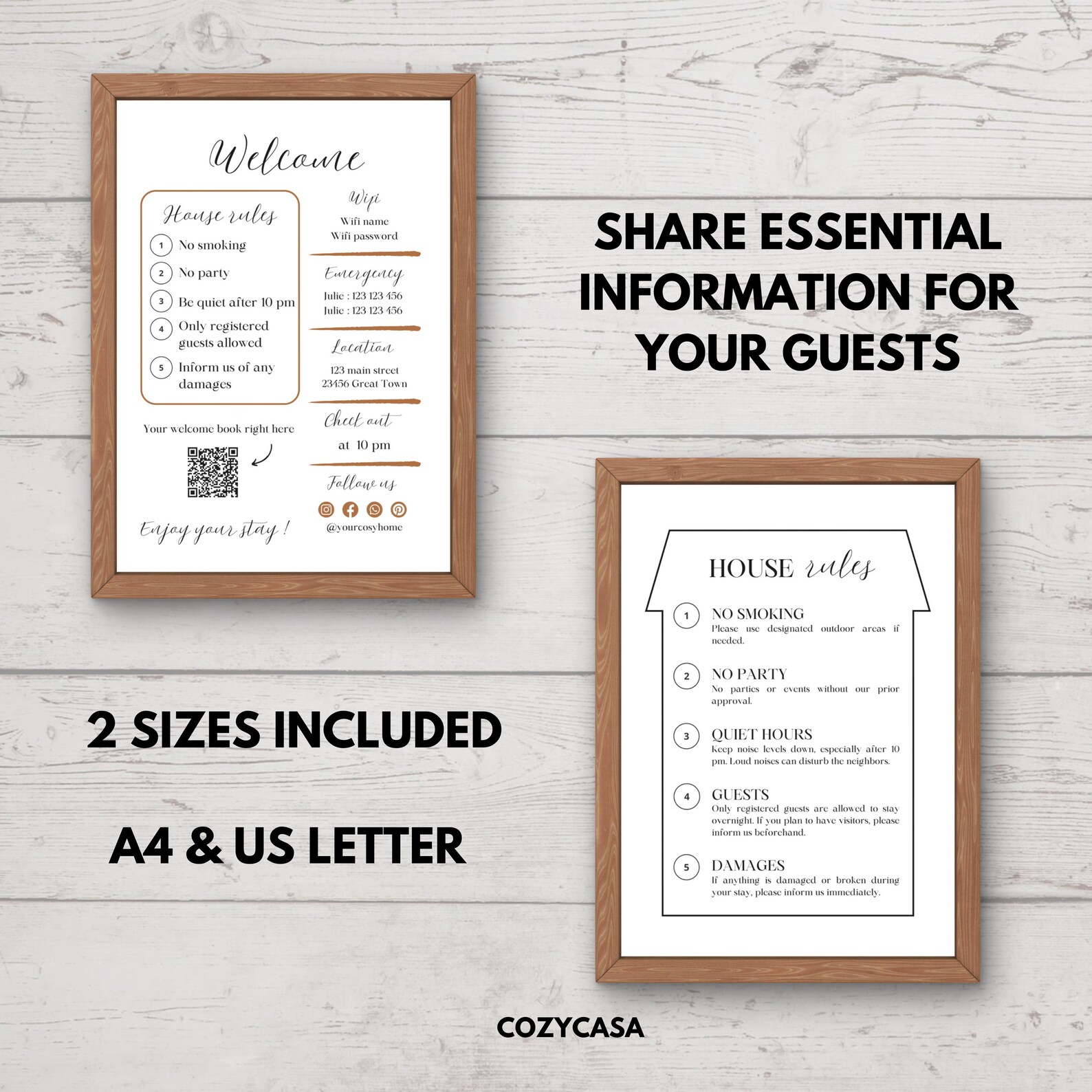Airbnb Welcome Sign Template Airbnb Signage Sign for Rental Home Wifi ...
